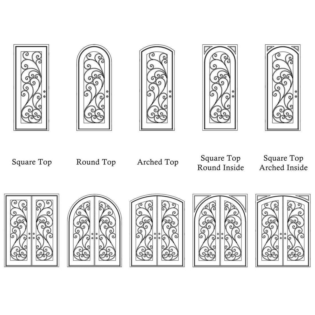 GID Thermal Break Sleek Design Round Top Double Iron Entry Door TED432