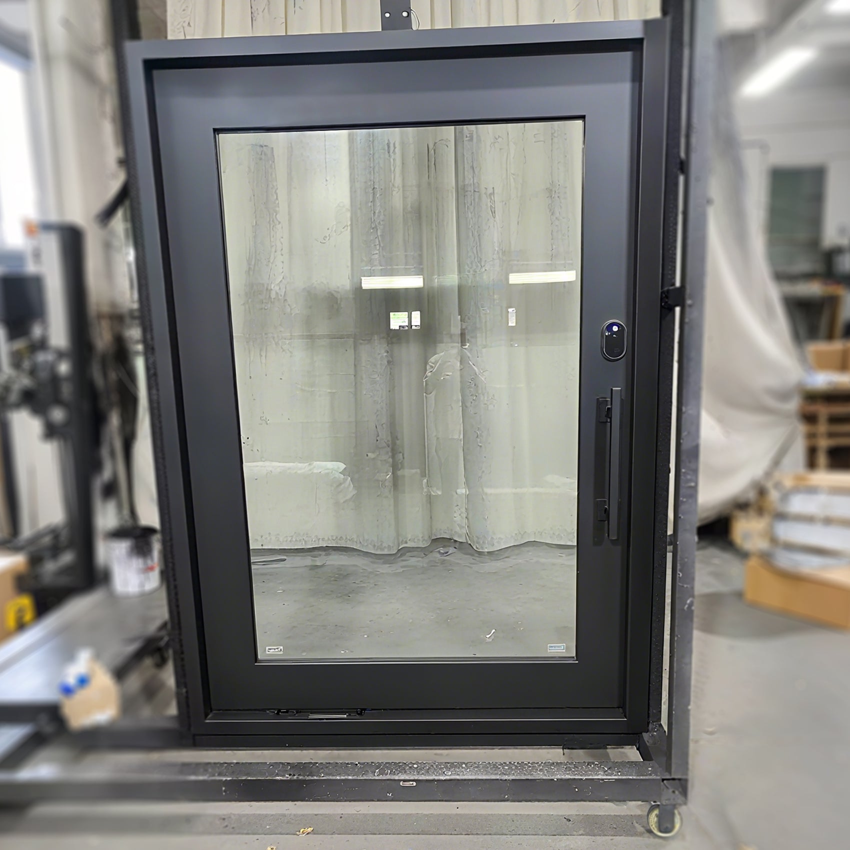 GID Thermal Break Custom Iron Frame Pivot Door With Full Clear Glass