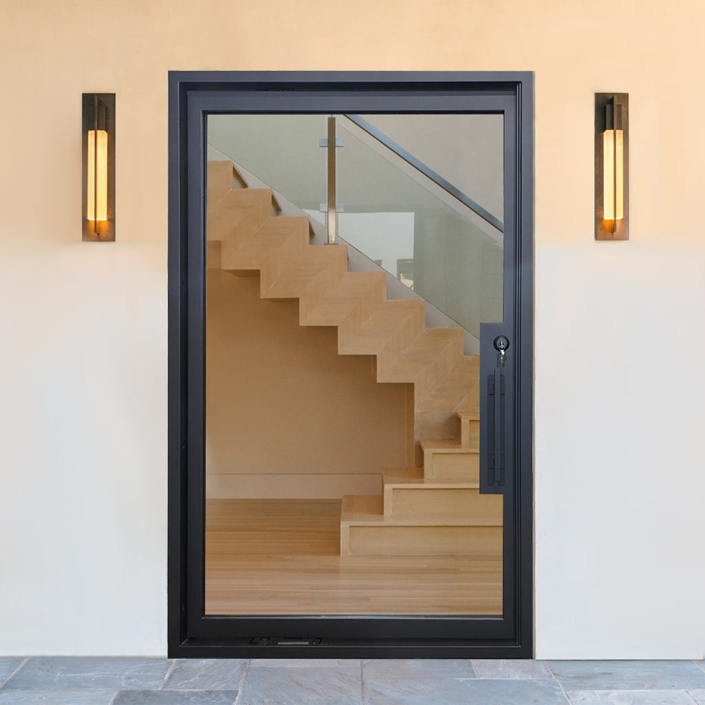 GID Thermal Break Iron Pivot Entry Door with Full Panel Glass