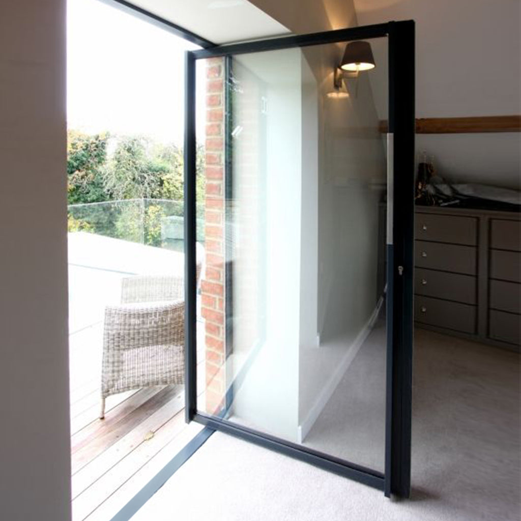 GID Thermal Break Black Iron Pivot Door With Long Handle TPD117