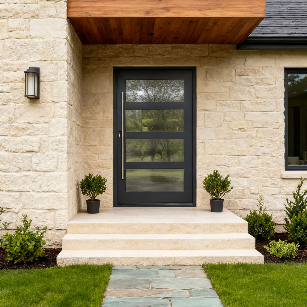 Wrougt Iron Pivot Door with Raintorm Glass and Long Handle PD119