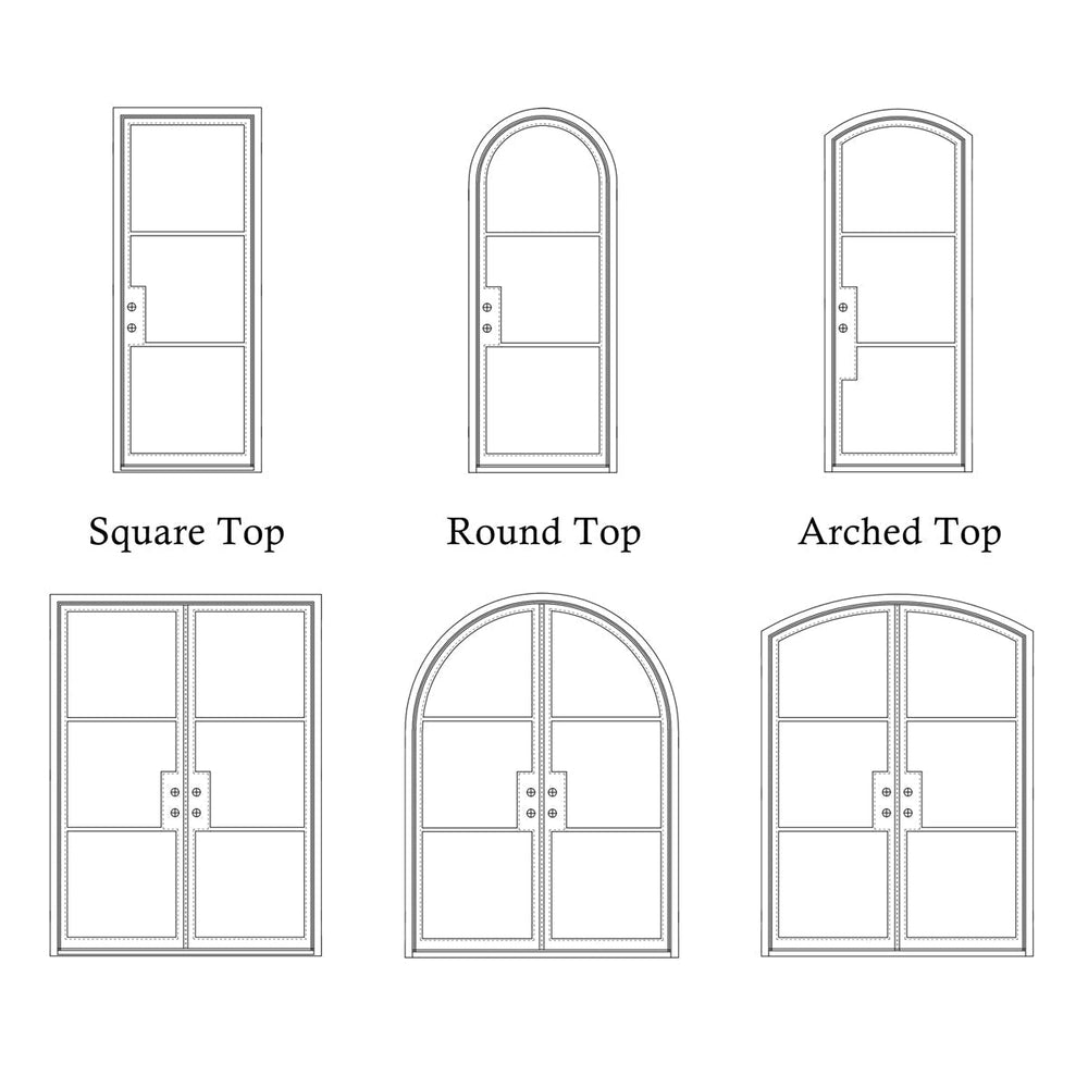 GID Iron Double French Exterior Door With Square Top Neat Design