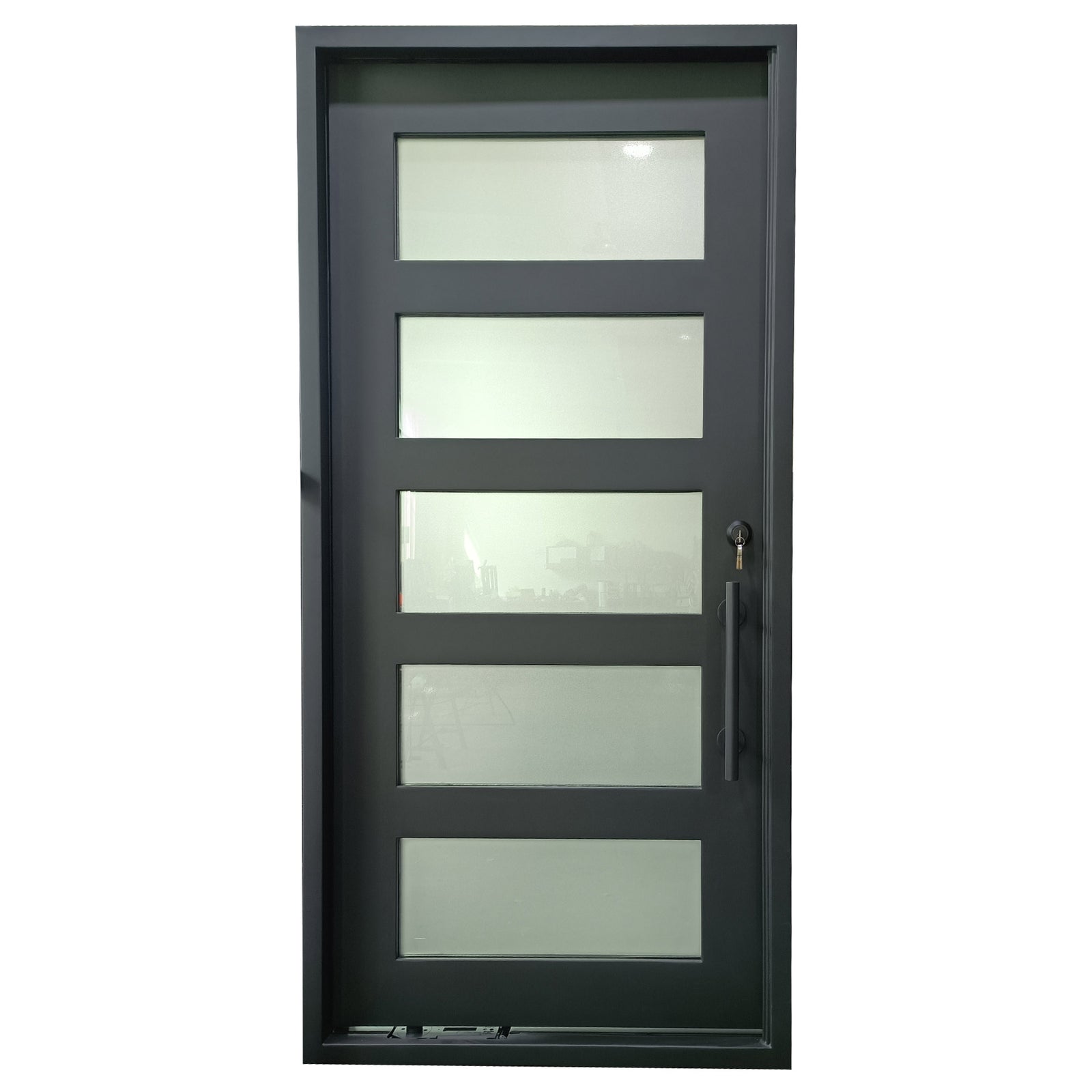 GID Custom Made Wrought Iron Pivot Door With Double-Pane Glass