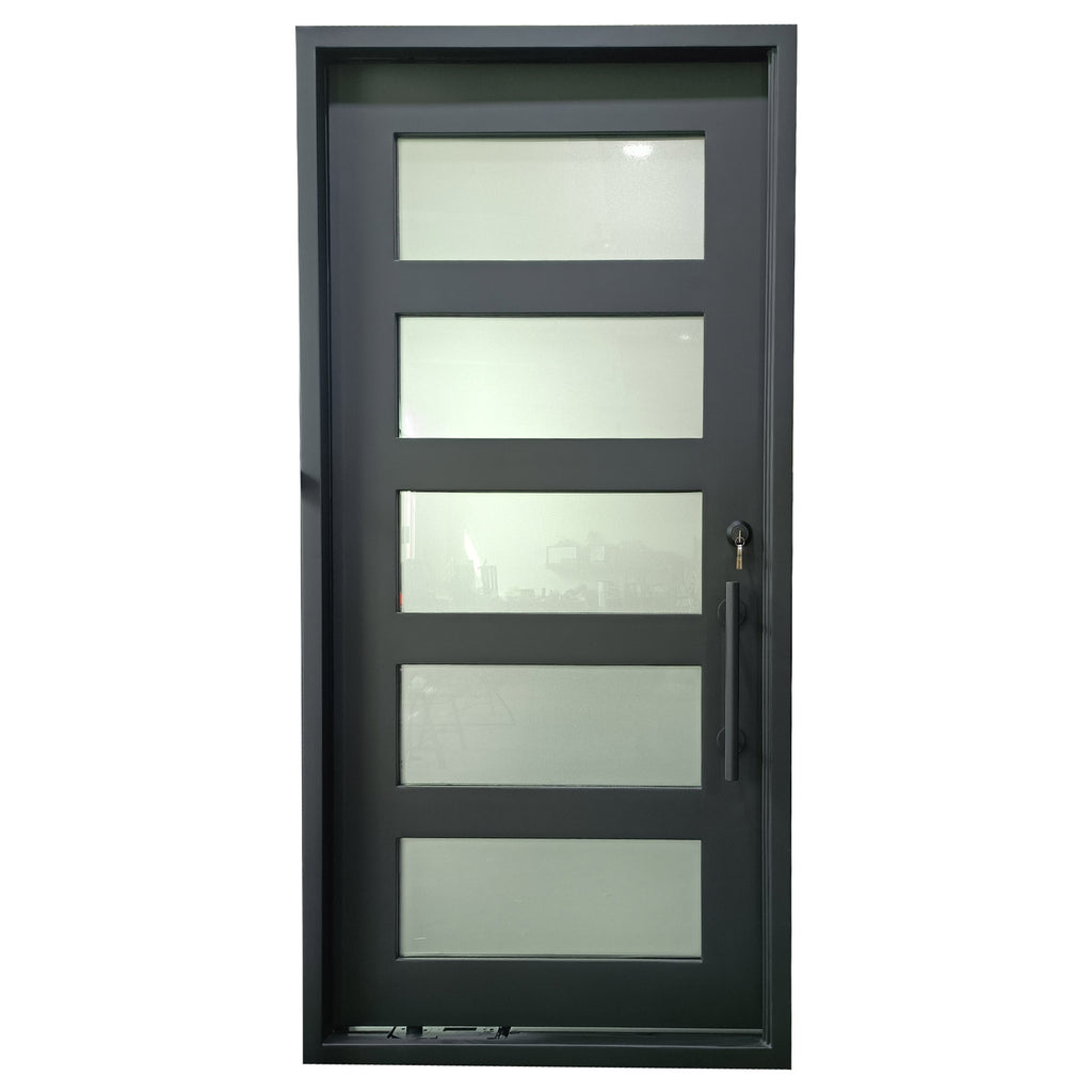 GID Thermal Break Wrought Iron Pivot Door With Double-Pane Glass