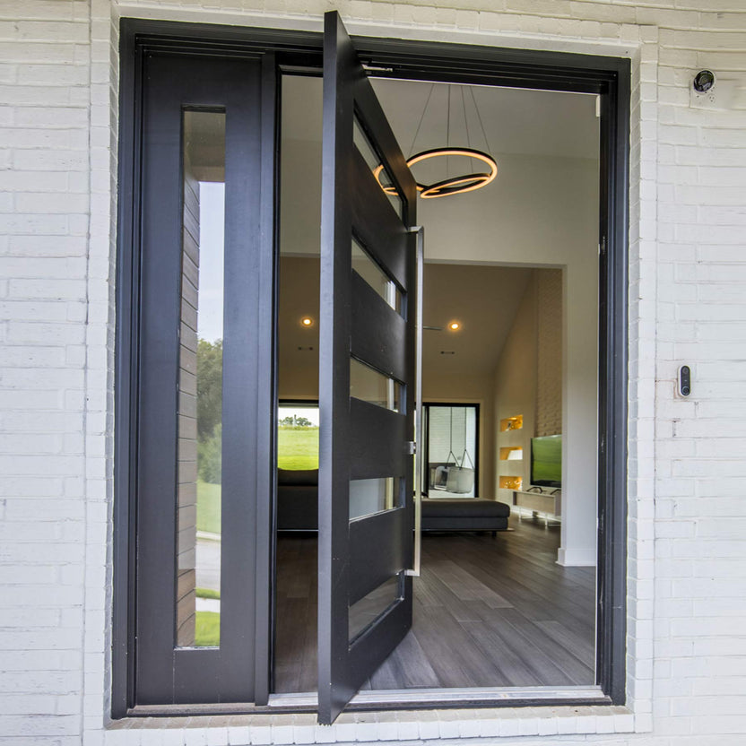 Thermal Break Iron French Double Door With Sidelights and transom