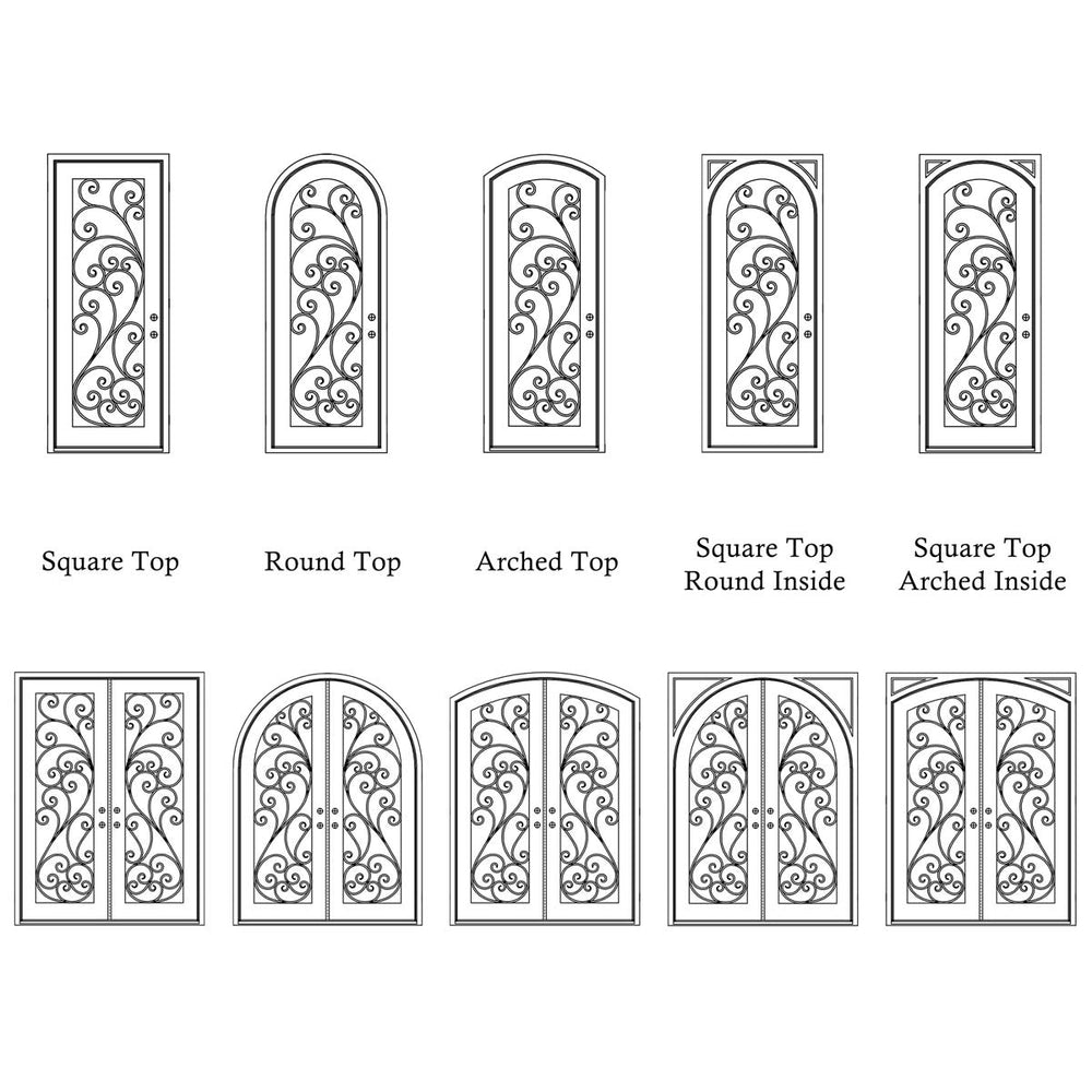 GID Thermal Break Double Iron Front Door with Full Panel Glass