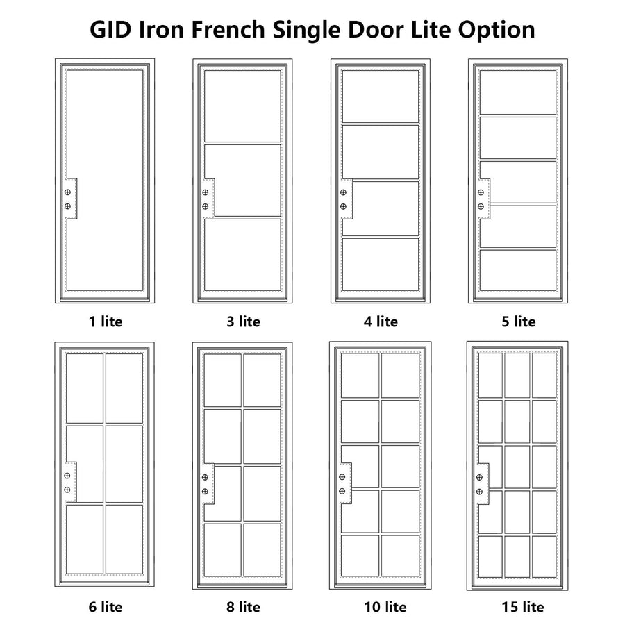 GID Large Steel French Door With Transom Expansive Clear Glass